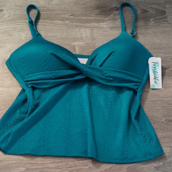 Freshwater | Swim | Freshwater Teal Molded Cup Twist Tankini Size Xxl ...